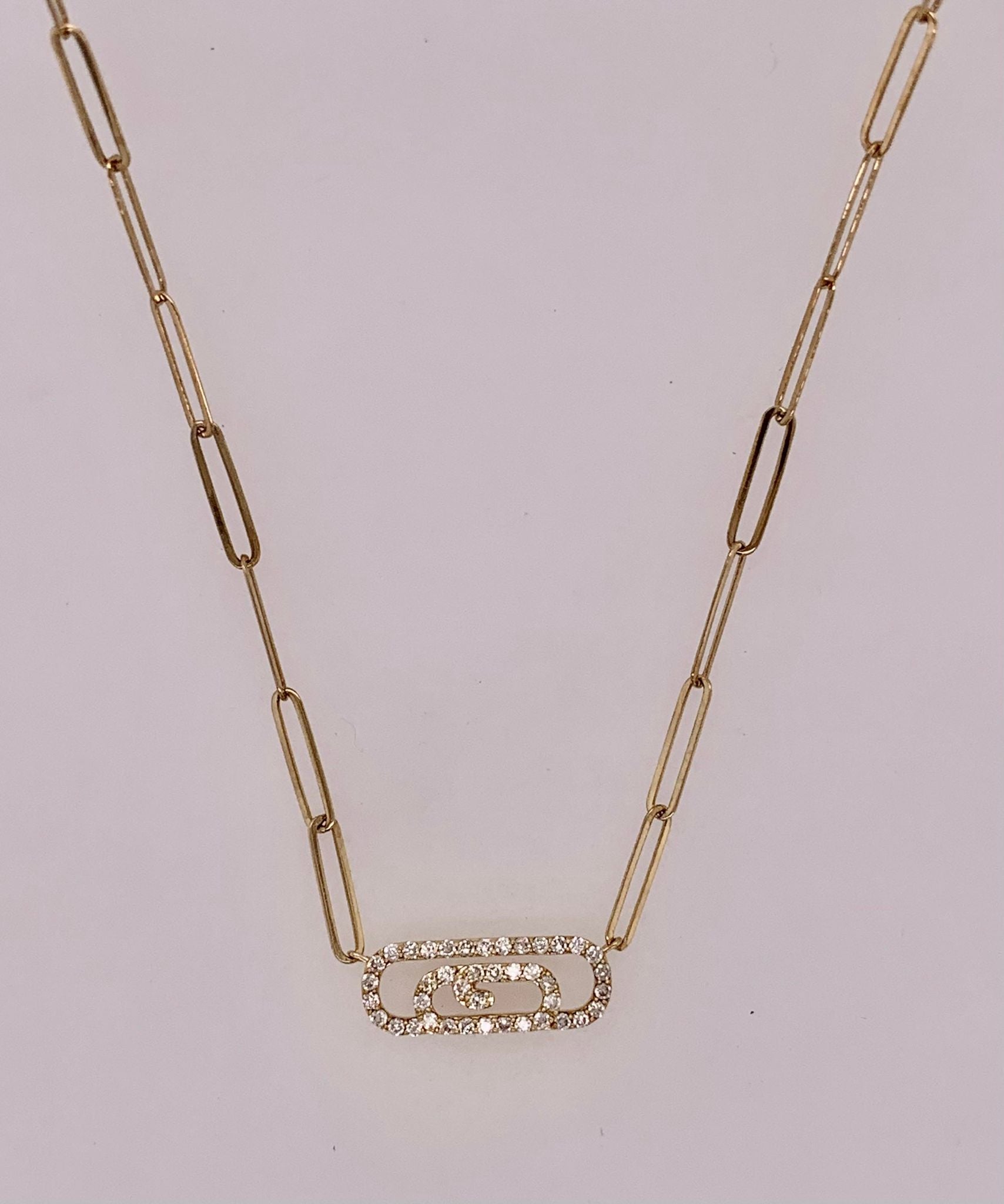 14K Diamond Paper Clip Necklace – John Cauley Jeweler