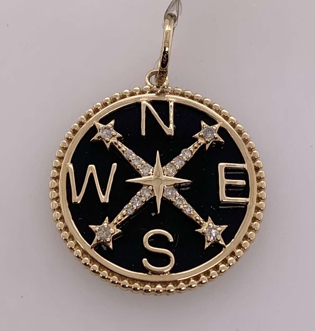14K Onyx & Diamond Compass Pendant – John Cauley Jeweler