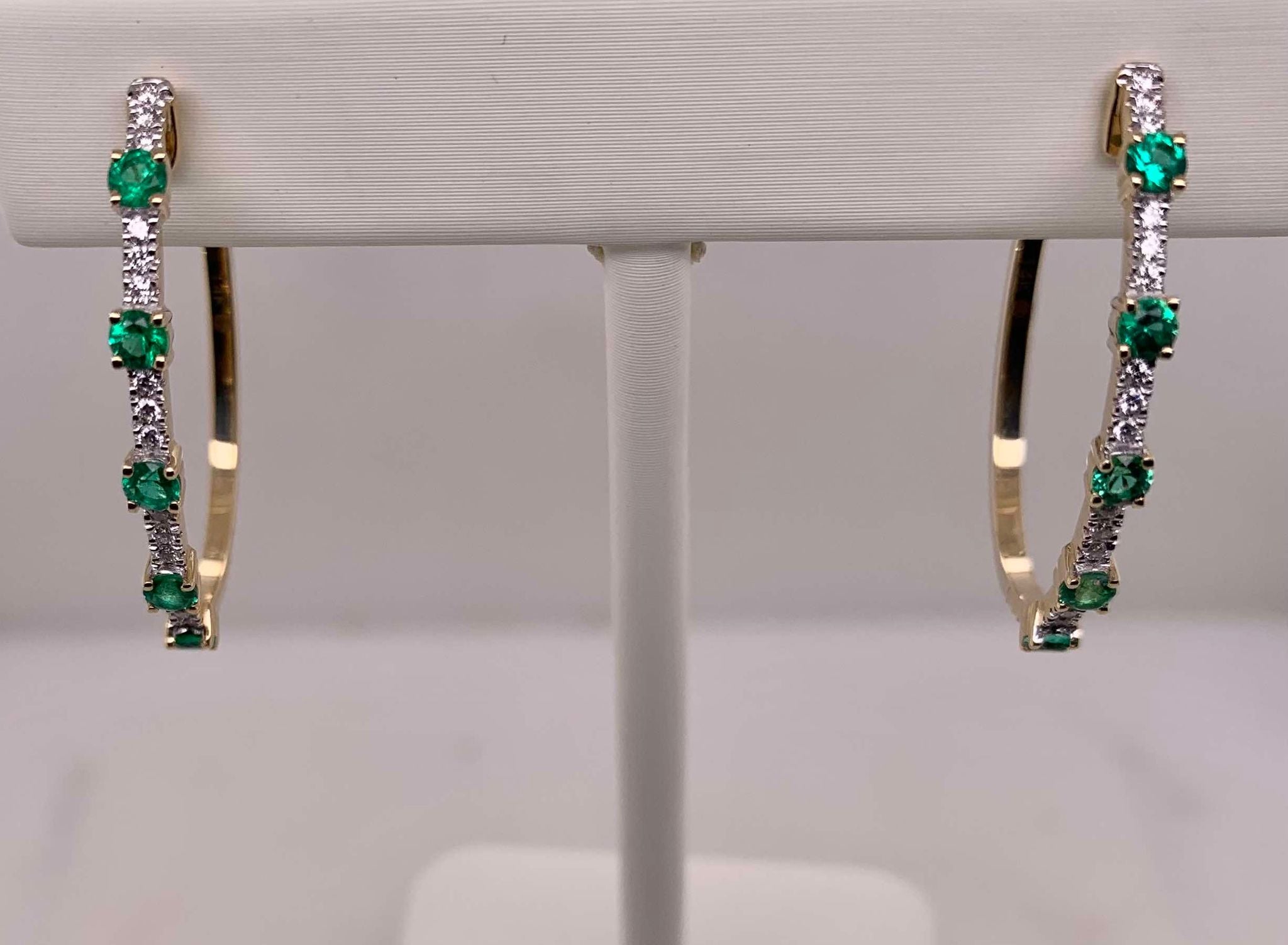 14K Emerald & Diamond Hoop Earrings – John Cauley Jeweler