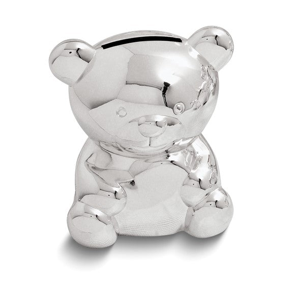 Small Teddy Bear Silver-plated Polished Metal Bank – John Cauley Jeweler