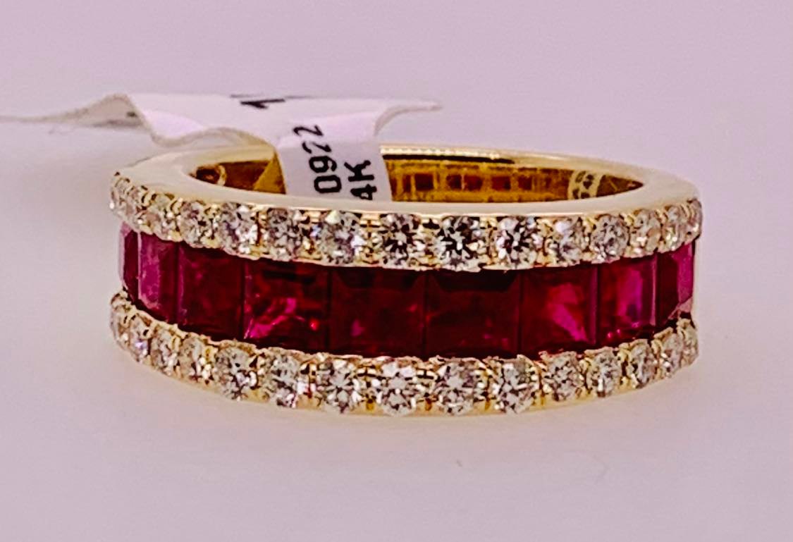 14K Princess Cut Ruby and Round Diamond Ring – John Cauley Jeweler